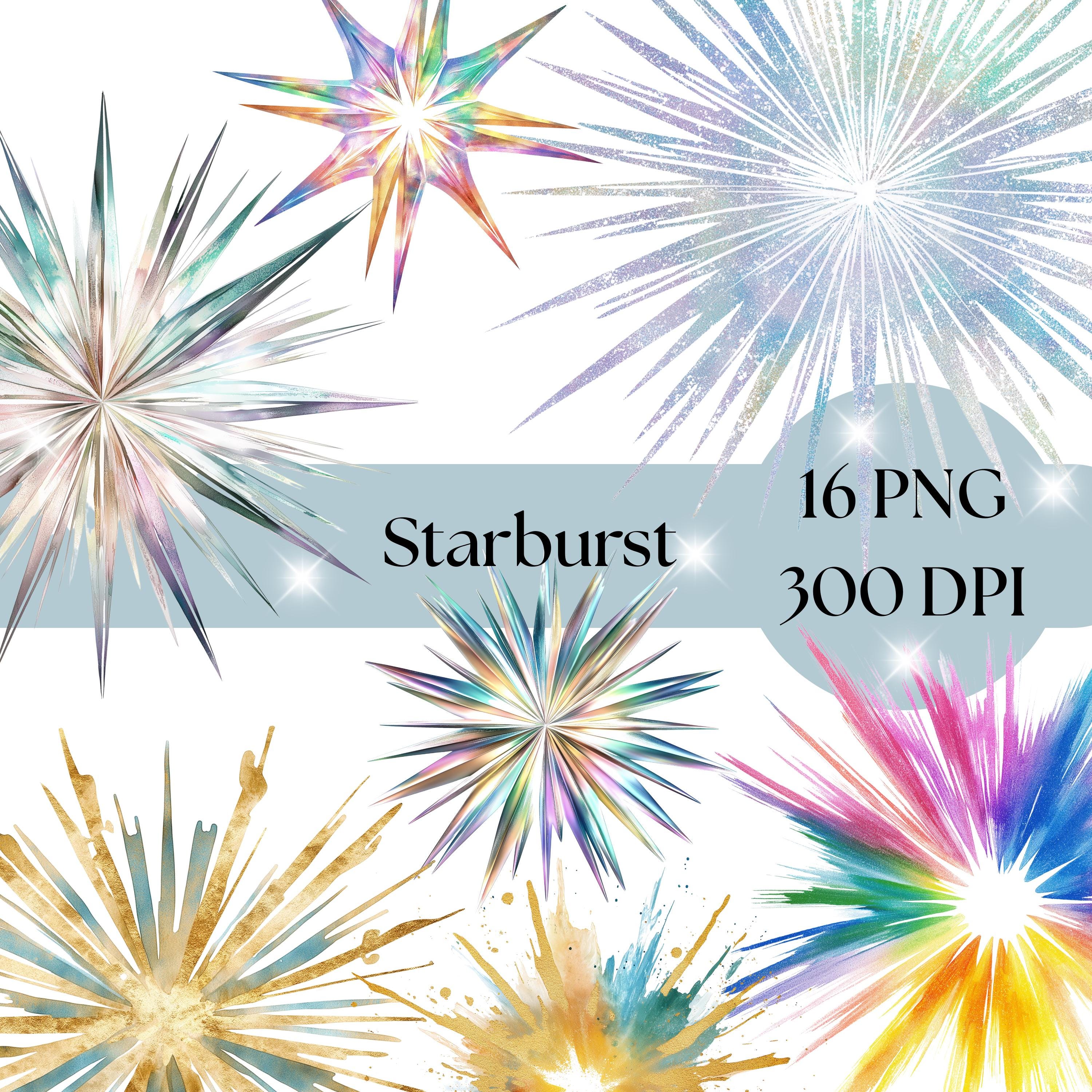 Starburst Clipart, Sunburst Digital Overlays, PNG Graphics, Retro ...