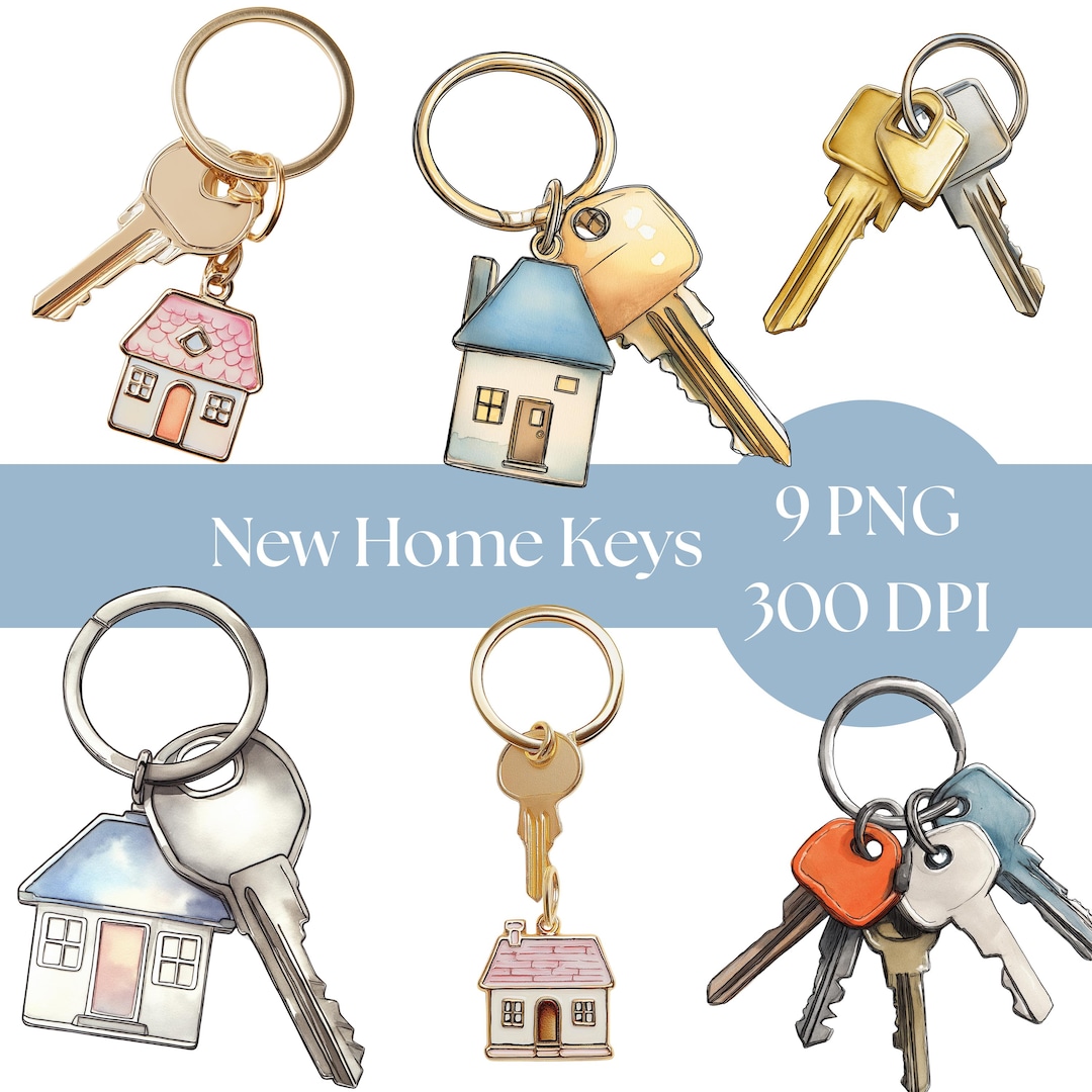 New House Key Clipart, Digital Download for Moving Day, Housewarming ...