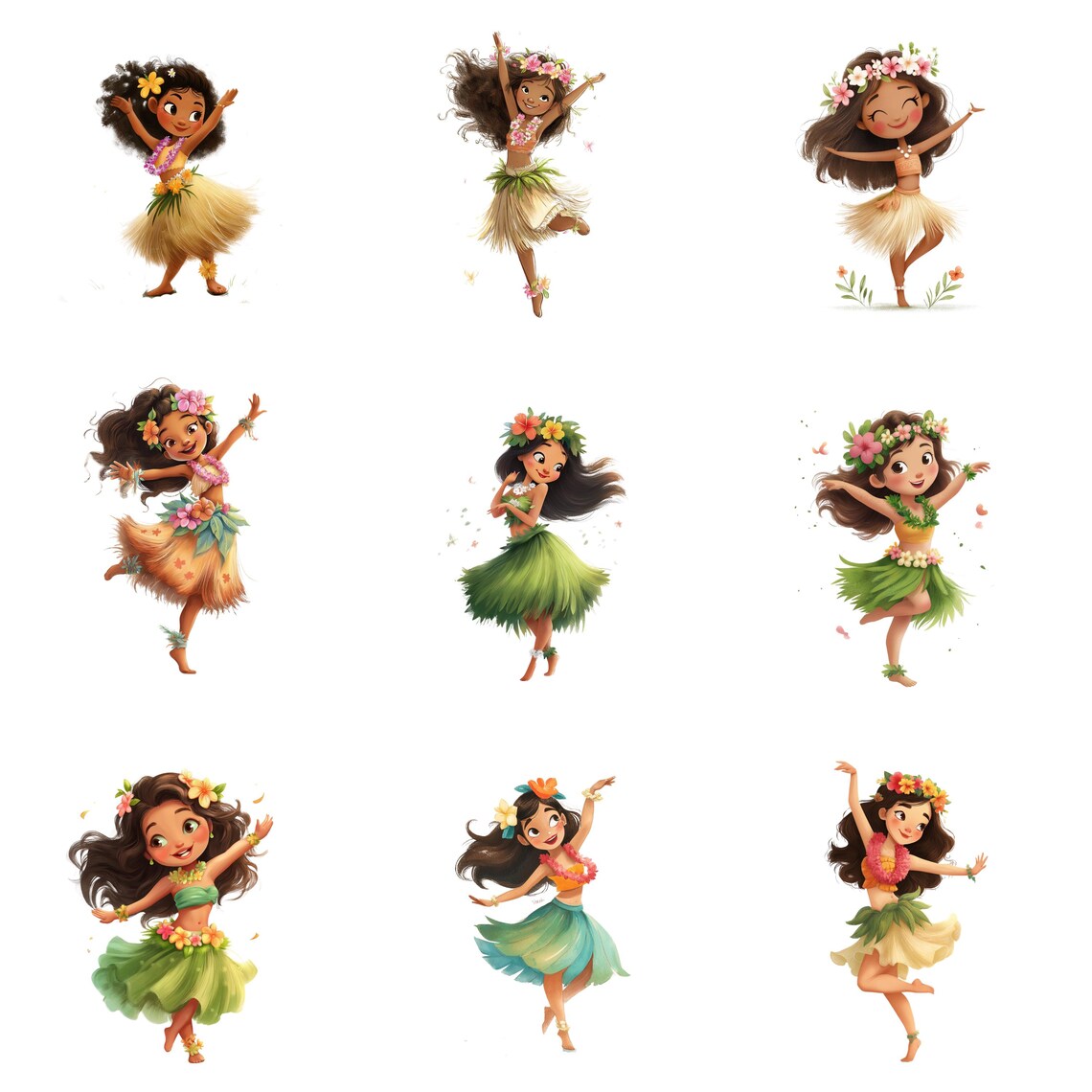 Hula Dancing Clipart, Hawaiian Girl Digital Download, Tropical Luau ...