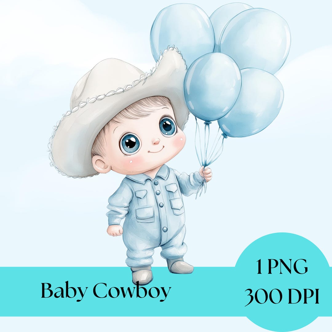 Watercolor Baby Cowboy Clipart: Western Theme (digital Download) - Etsy