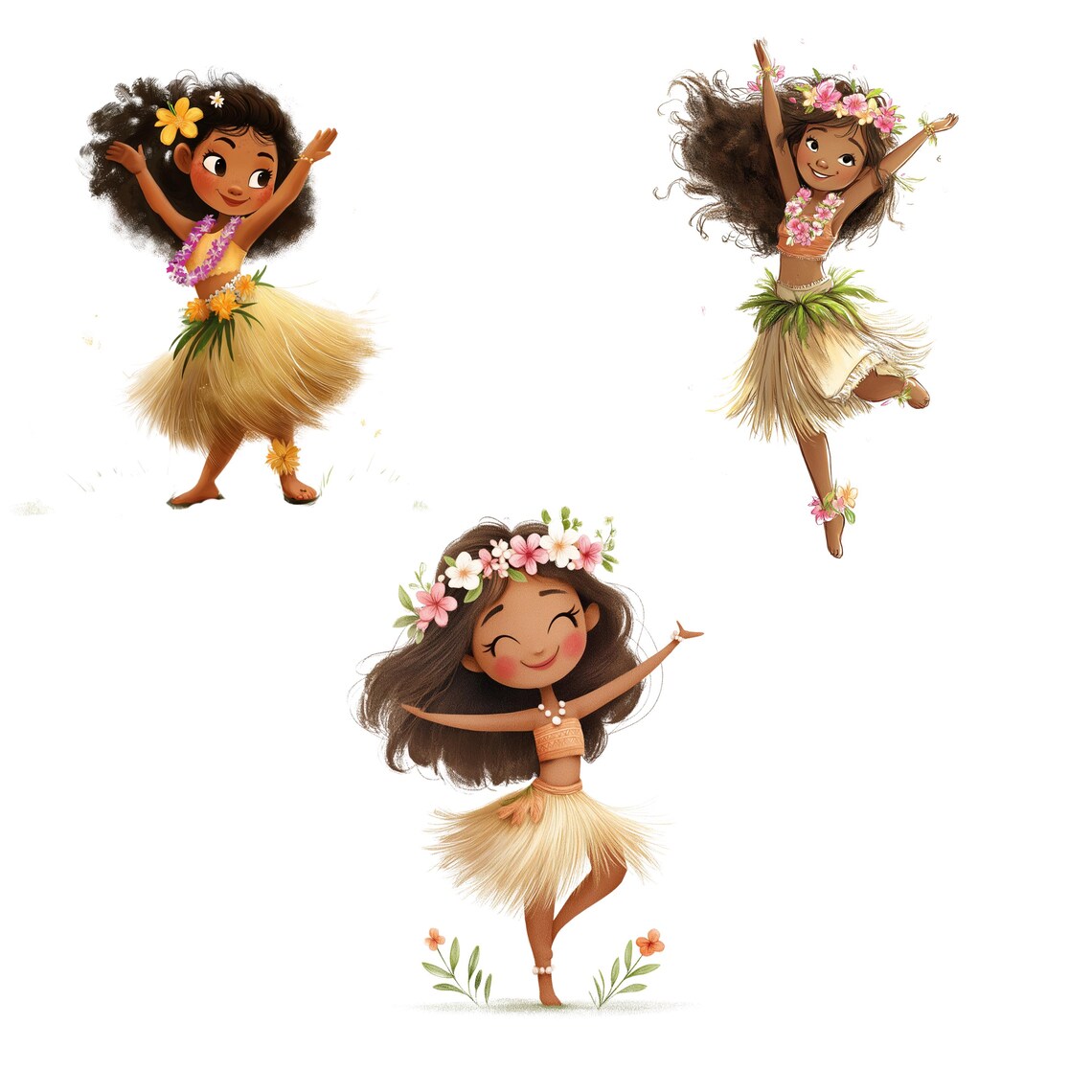 Hula Dancing Clipart, Hawaiian Girl Digital Download, Tropical Luau ...