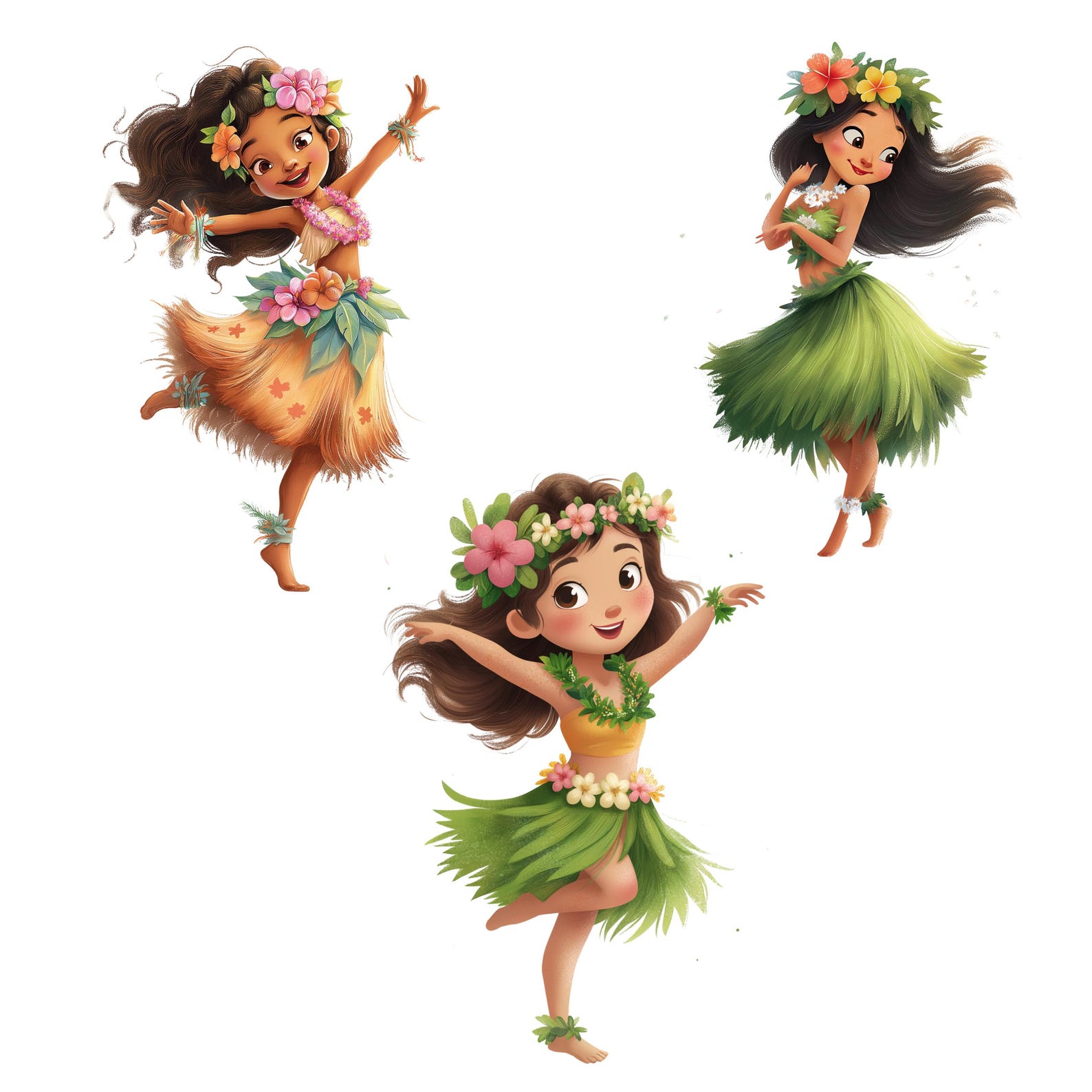 Hula Dancing Clipart, Hawaiian Girl Digital Download, Tropical Luau ...