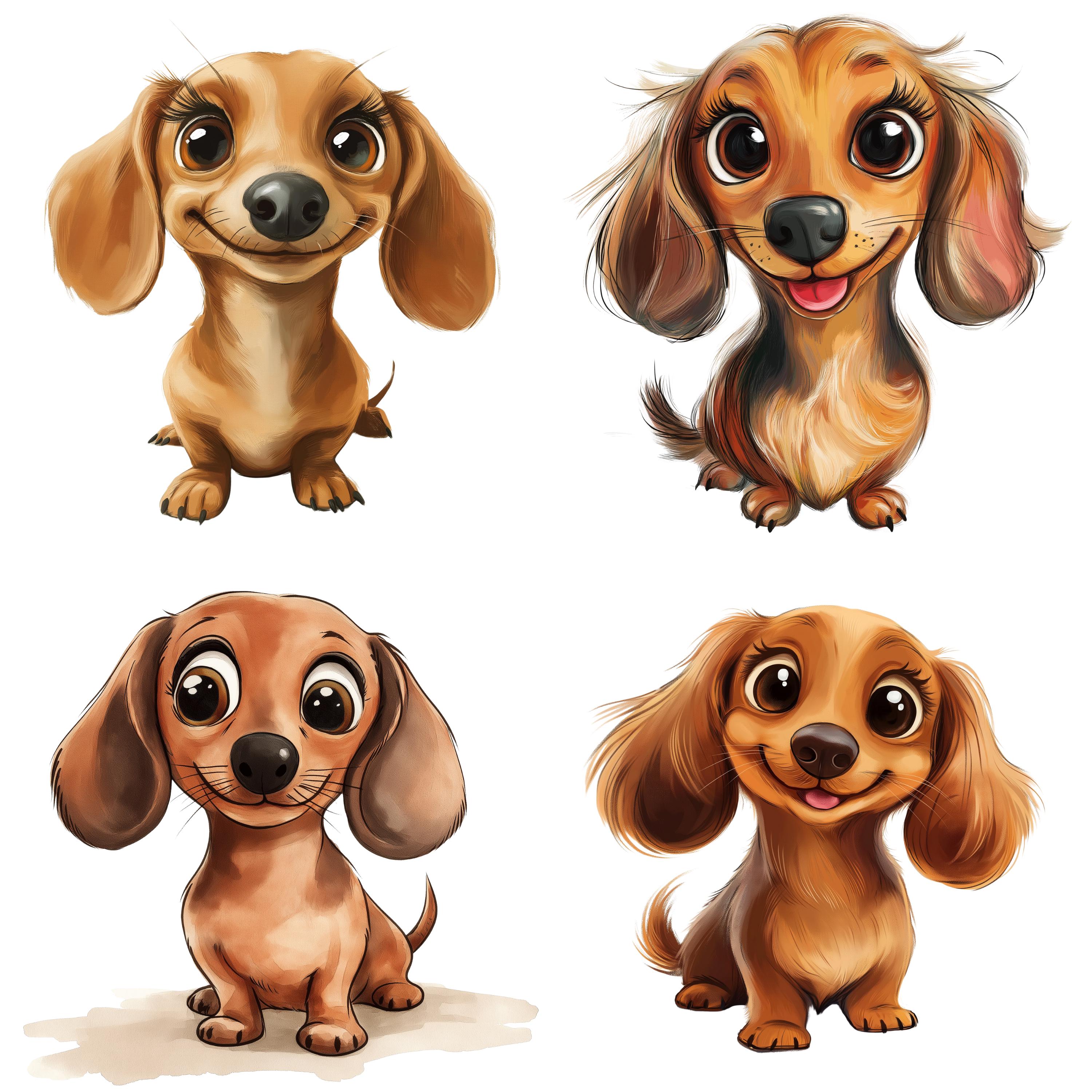 Sausage Dog Clip Art, Cute Dachshund Illustrations, Digital Download ...