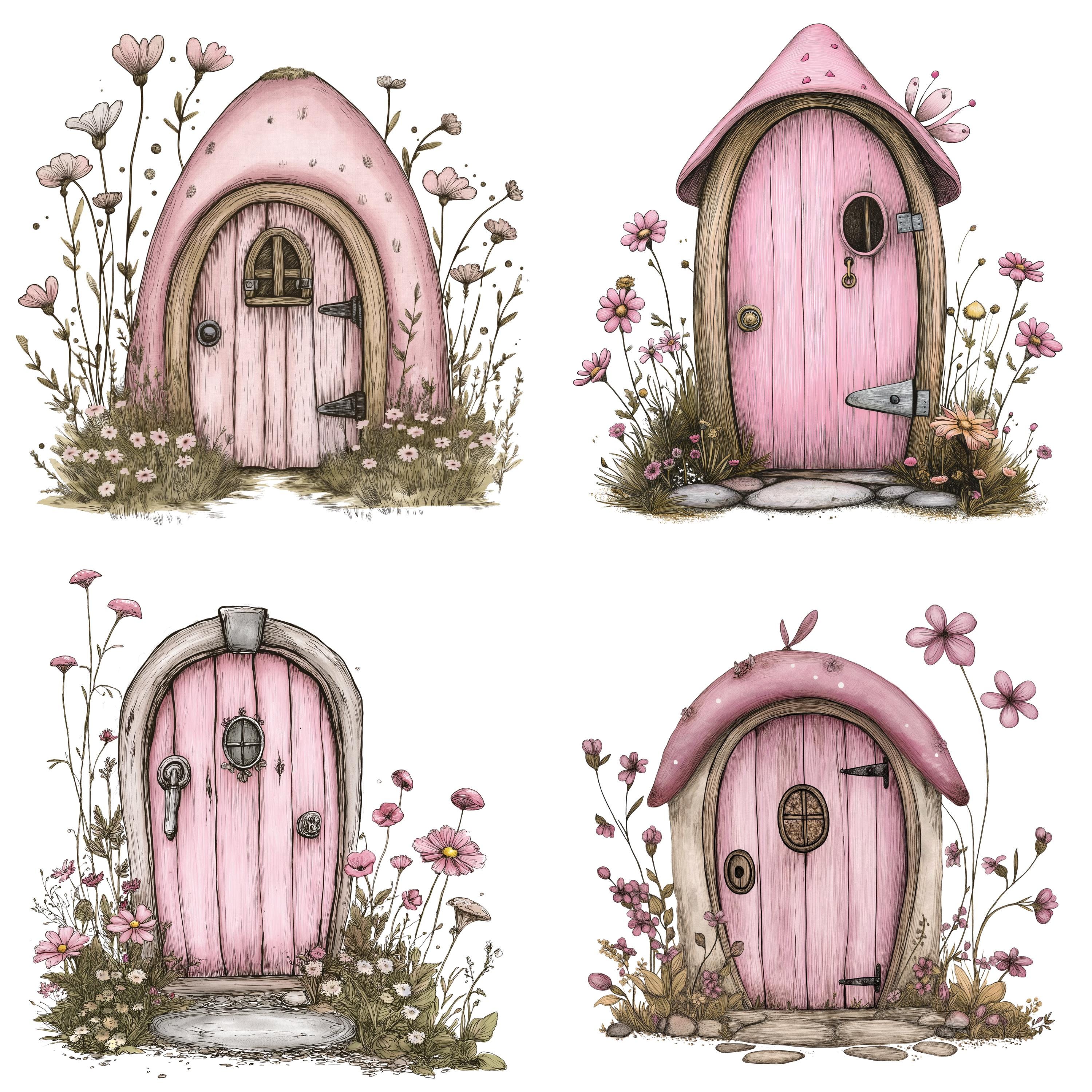 Cute Fairy Door Clipart, Magical Garden PNG, Watercolor Fairy House Art ...