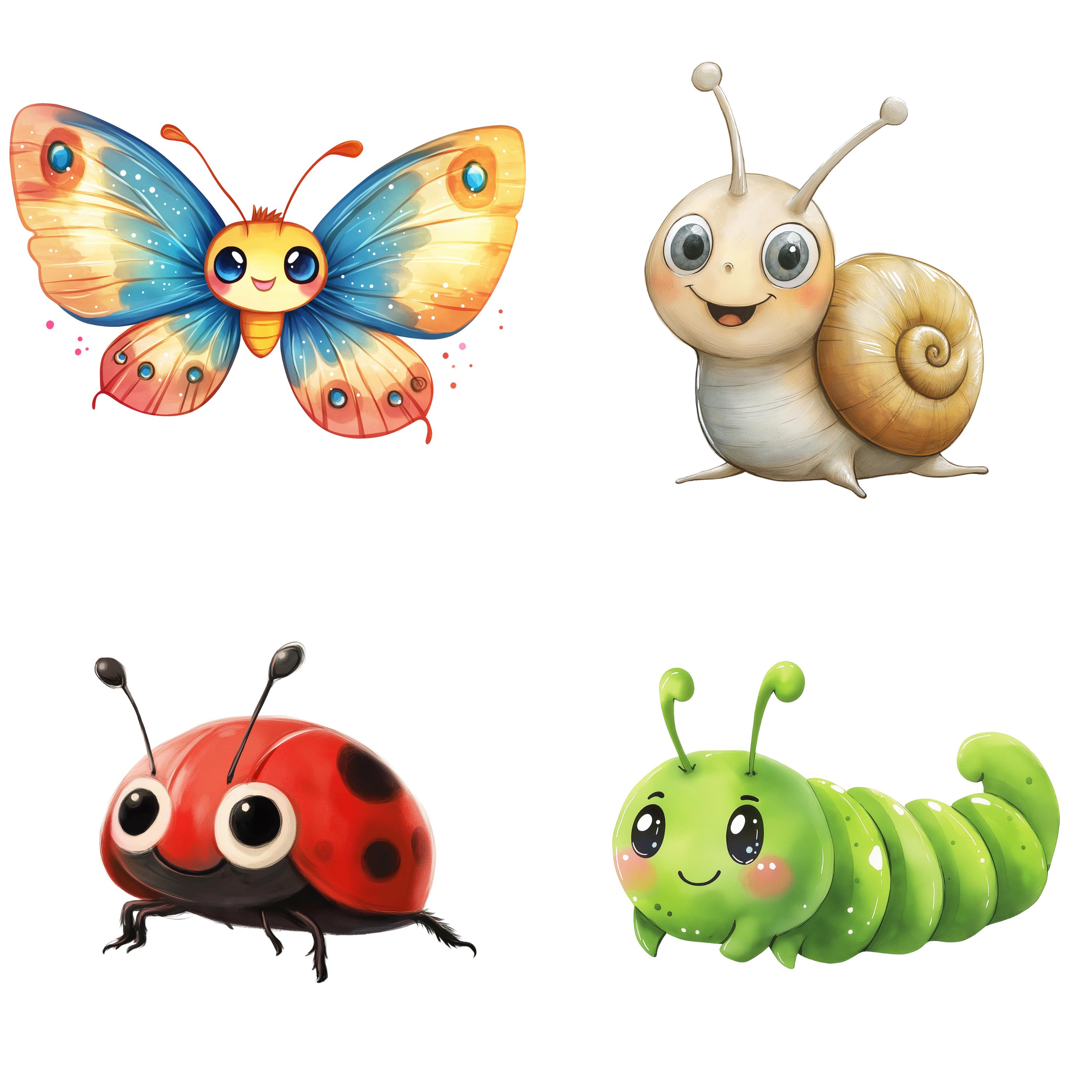 Cute Bugs PNG, Watercolor Insect Clipart, Digital Download for Nursery ...