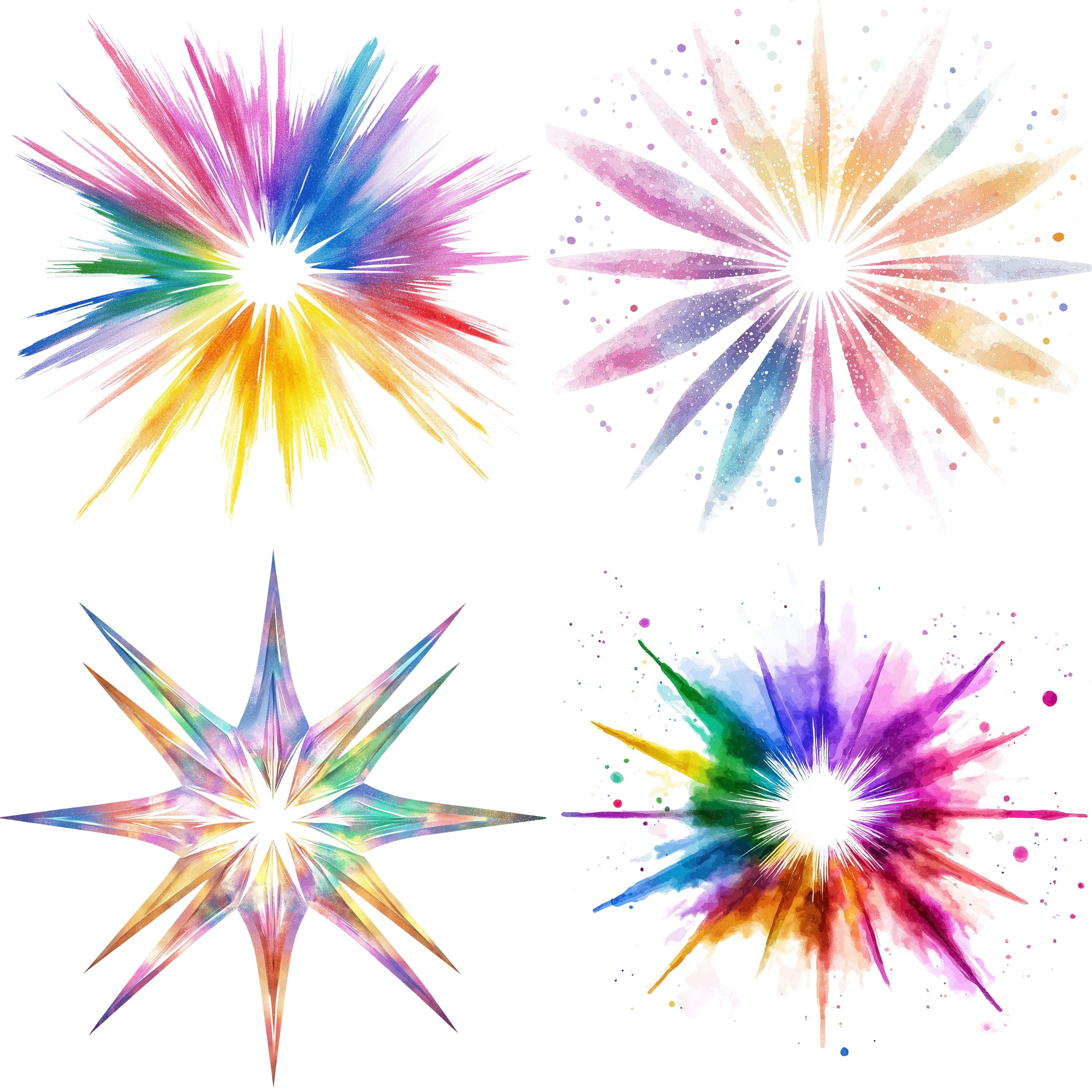 Starburst Clipart, Sunburst Digital Overlays, PNG Graphics, Retro ...