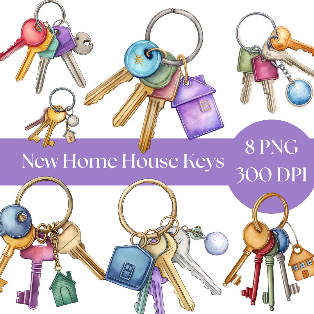 New Home Keys Clipart, Digital Key Art, SVG Files for Cricut, Instant ...