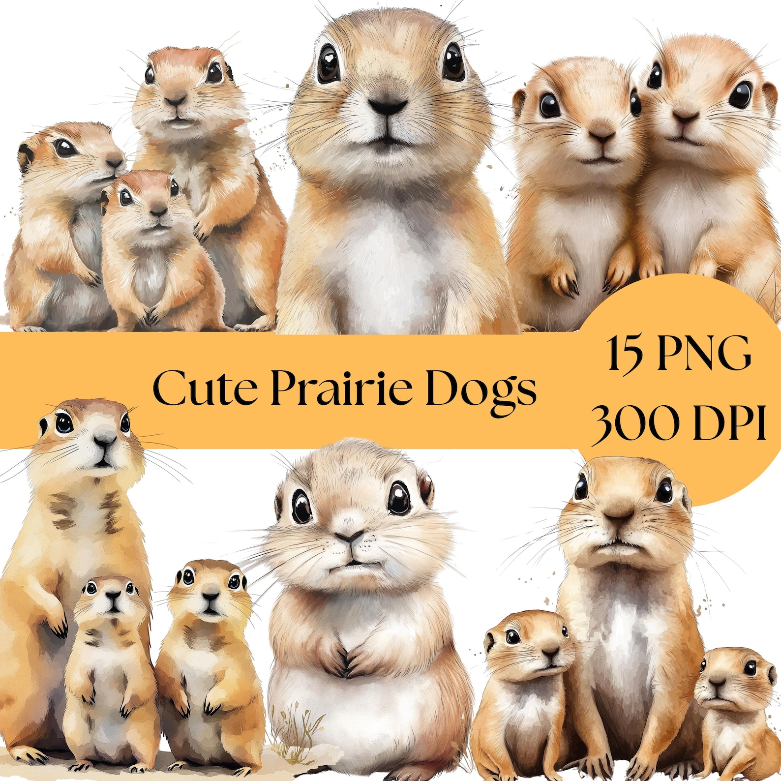 Prairie Dog Clip Art, Cute Animal PNG, Watercolor Prairie Dog Art, Zoo ...