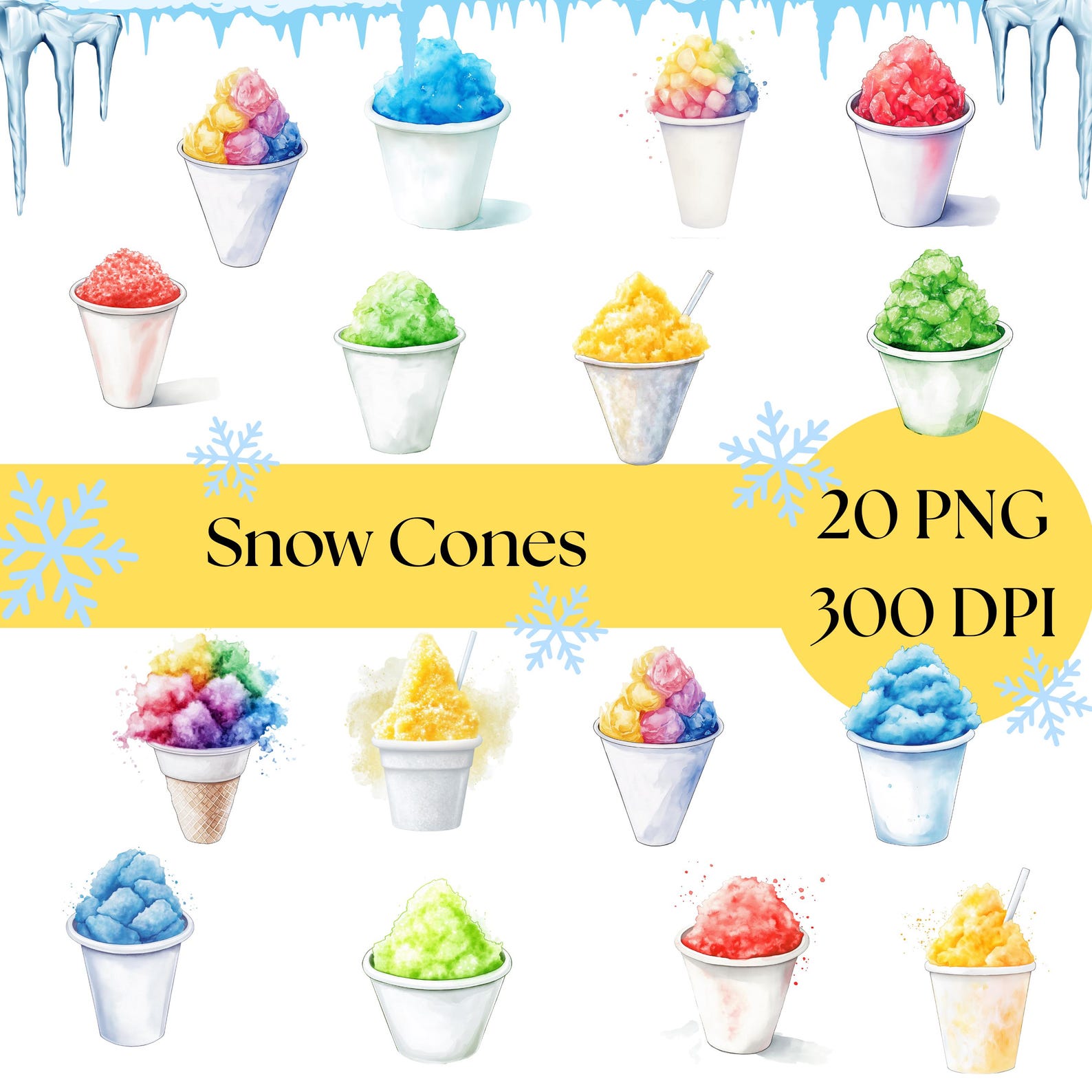 Shaved Ice Clipart, Colorful Snow Cone PNG, Sweet Summer Dessert Art ...