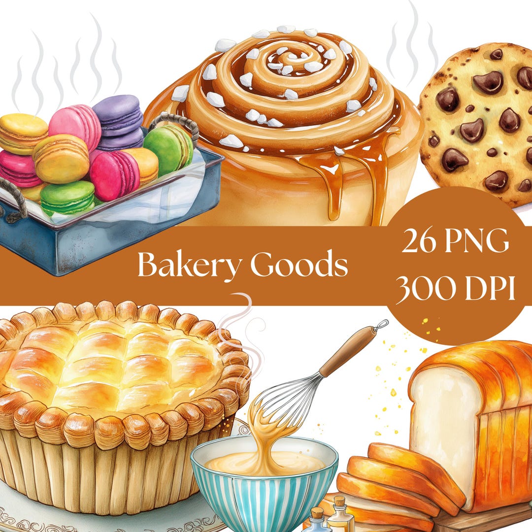 Pastry Shop Clipart, Watercolor Bakery Bread Illustrations, Digital ...