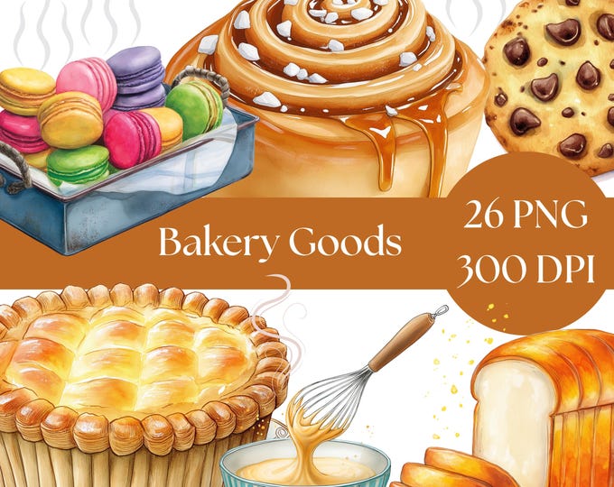 Vintage Bakery: Clip Art, 10 High Res Watercolor Jpgs, Junk Journaling ...