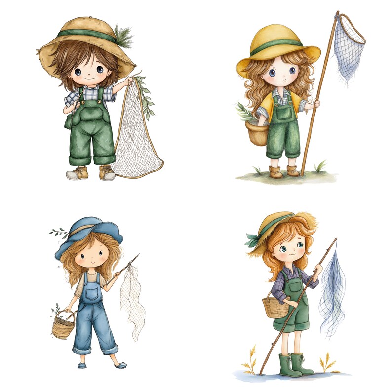 Little Fisherman Clipart, Watercolor Fishing Art, Cute Boy Fishing ...