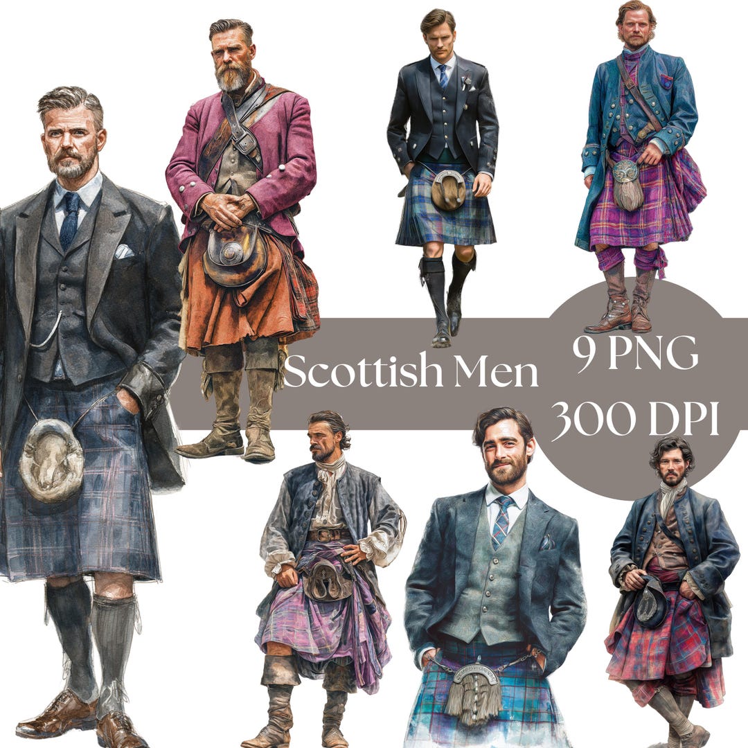 Kilted Scottish Men Clipart: Watercolor Groom PNG (digital Download - Etsy