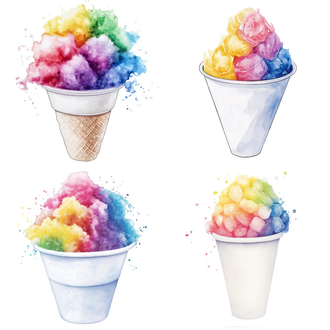 Shaved Ice Clipart, Colorful Snow Cone PNG, Sweet Summer Dessert Art ...