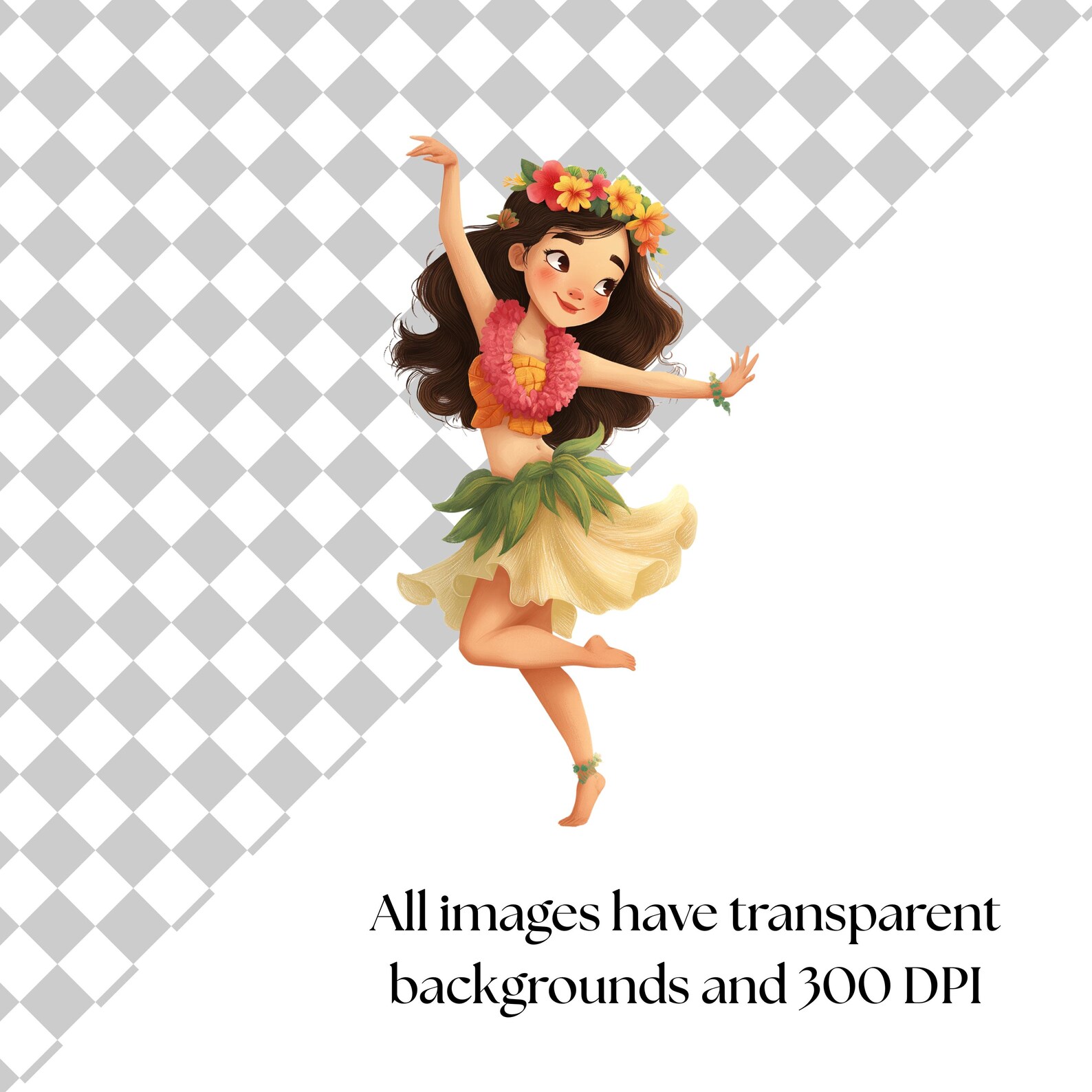 Hula Dancing Clipart, Hawaiian Girl Digital Download, Tropical Luau ...