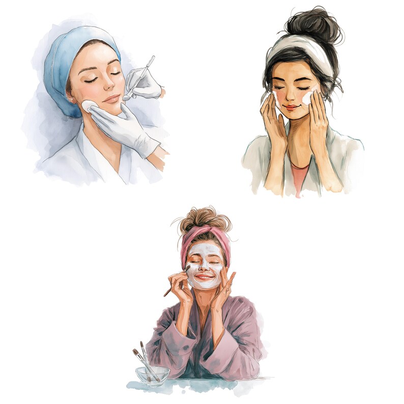 Pampering Clipart: Spa Day, Self Care, Cute Girls Spa Illustrations ...