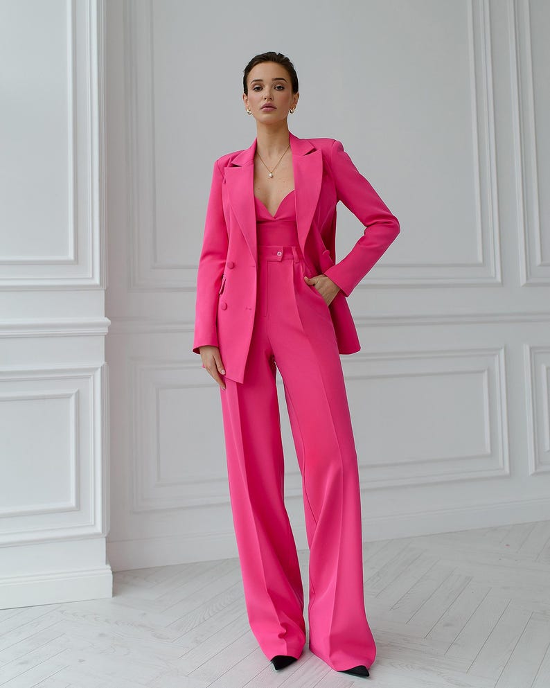 Pink Elegant Three Piece Women Suit, Elegant Women Suit Set, Women ...