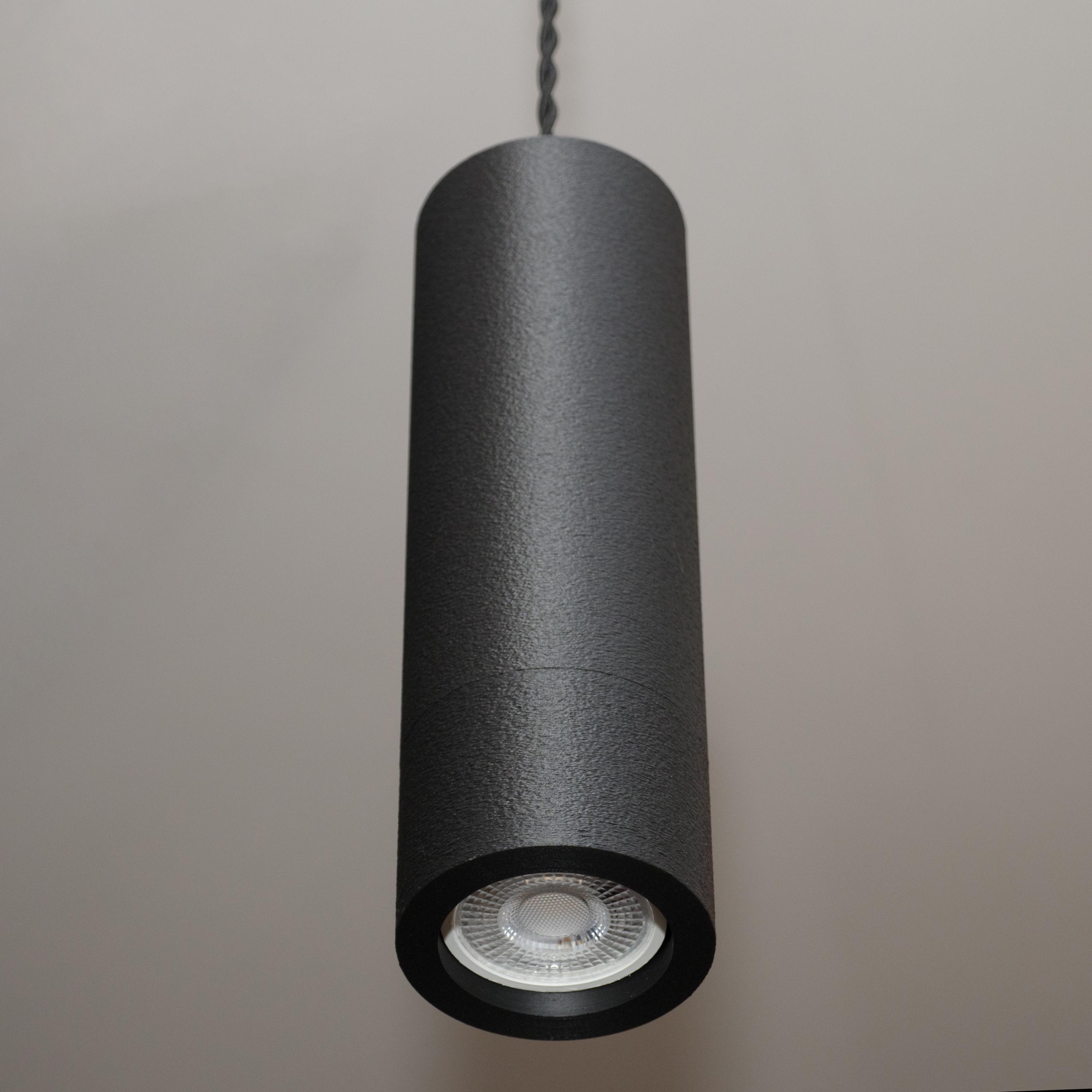 3D Printed Pendant Light – Black Ceiling Cylinder Lamp, Color Options ...
