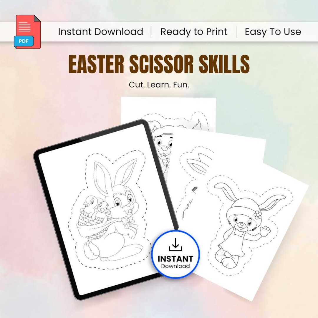 Easter Scissor Skills Printable, Kids Cutting Practice PDF, Preschool ...