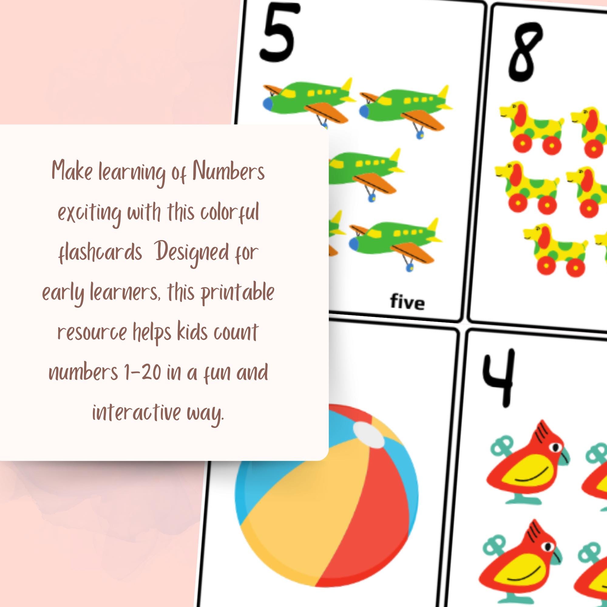Colorful Number Flashcards | Printable 1-20 Numbers for Kids | Early ...