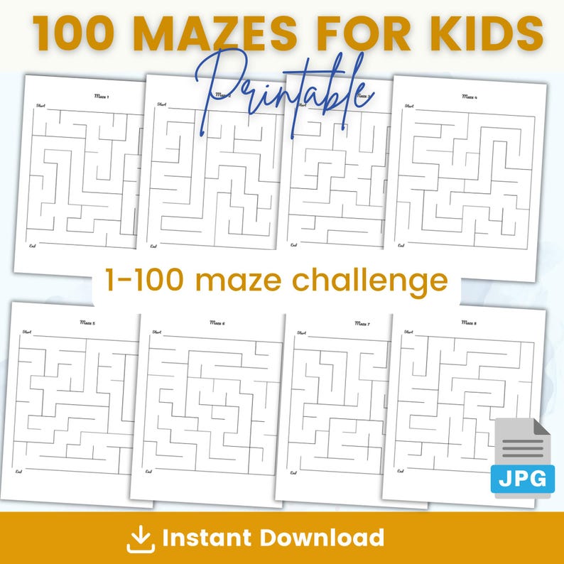 100 Printable Mazes for Kids Fun Educational Activity for Pre-k ...