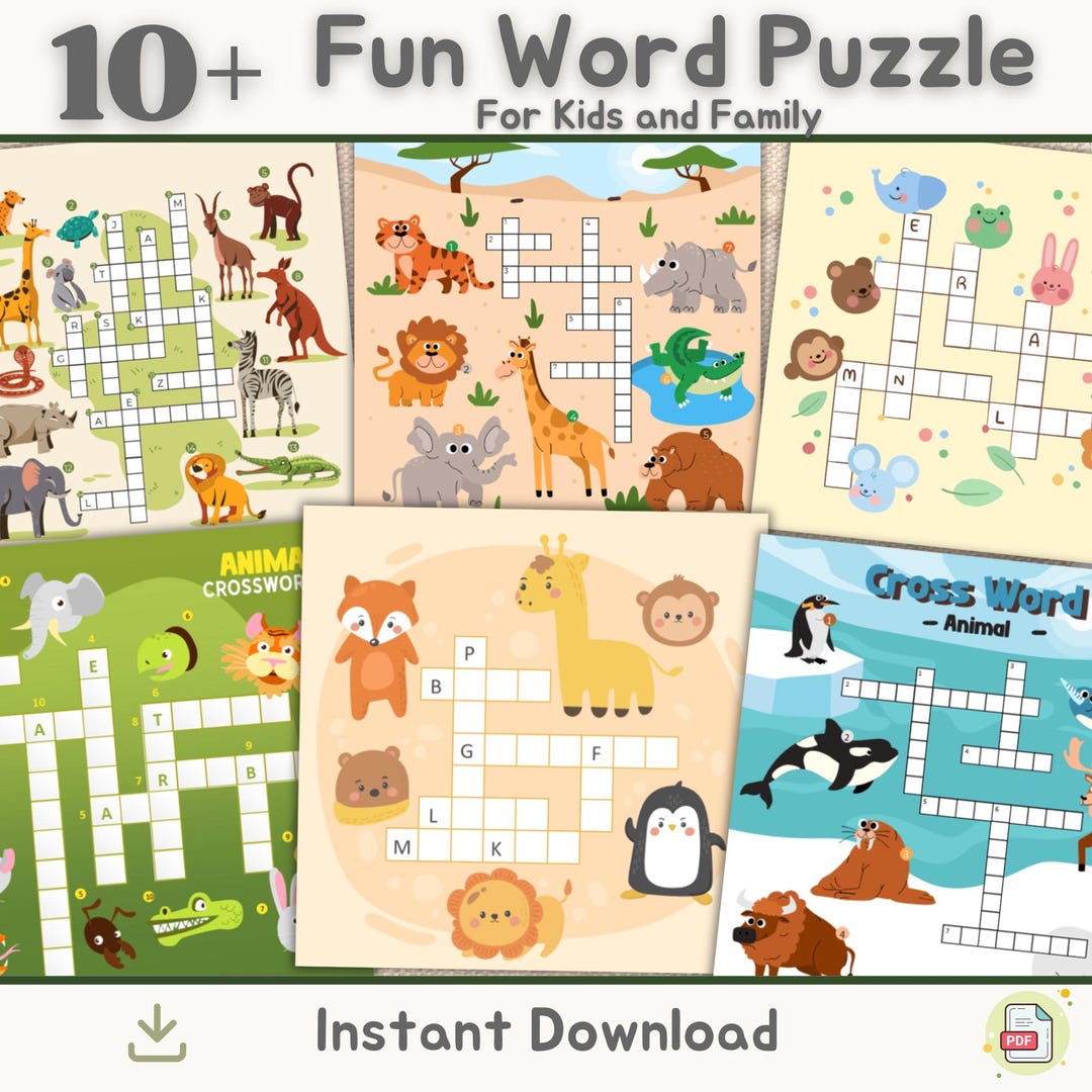 Fun Animal Word Puzzle for Kids (digital Download) - Etsy