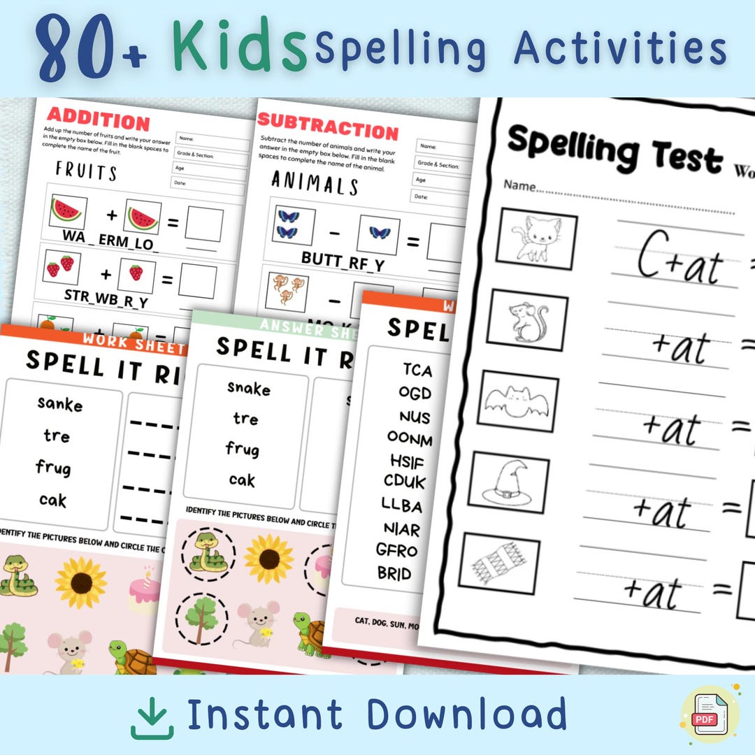 80 Kids Spelling Activities Engaging Worksheets for Early Literacy Fun ...