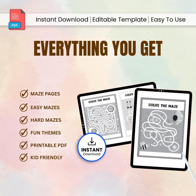 Maze Worksheet for Kids Printable, Kids Maze Activity PDF, Preschool ...