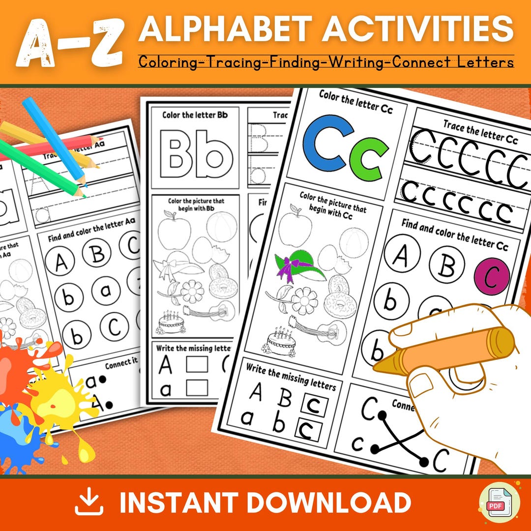 Alphabet Activities Workbook Color Trace Write Connect Letters for Fun ...