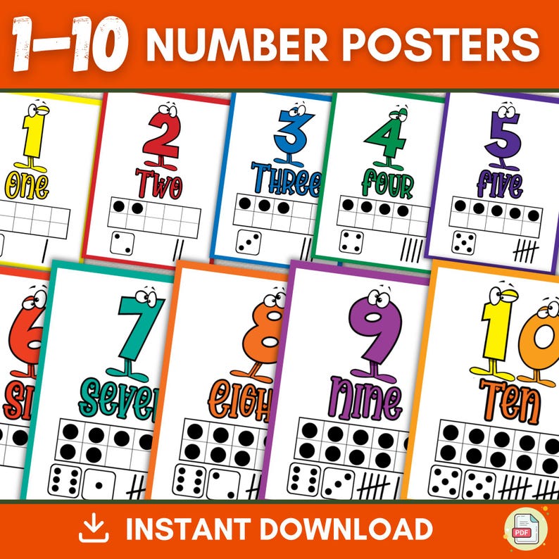 Colorful 1-10 Number Posters for Kids – Perfect for Early Learning ...