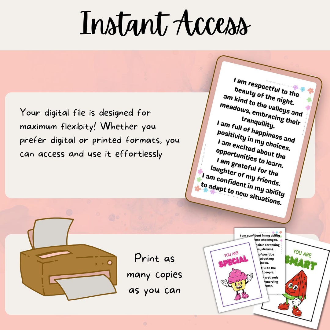 Printable Mindfulness Flashcards for Kids, Positive Affirmation Cards ...