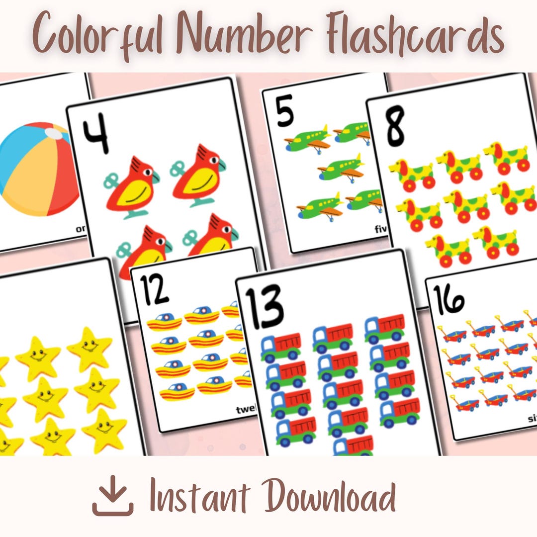 Colorful Number Flashcards | Printable 1-20 Numbers for Kids | Early ...