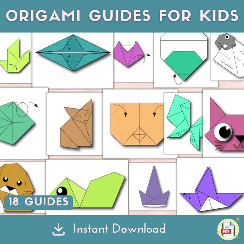 Easy Origami for Kids – Printable Step-by-step Animal Folding Guide - Etsy