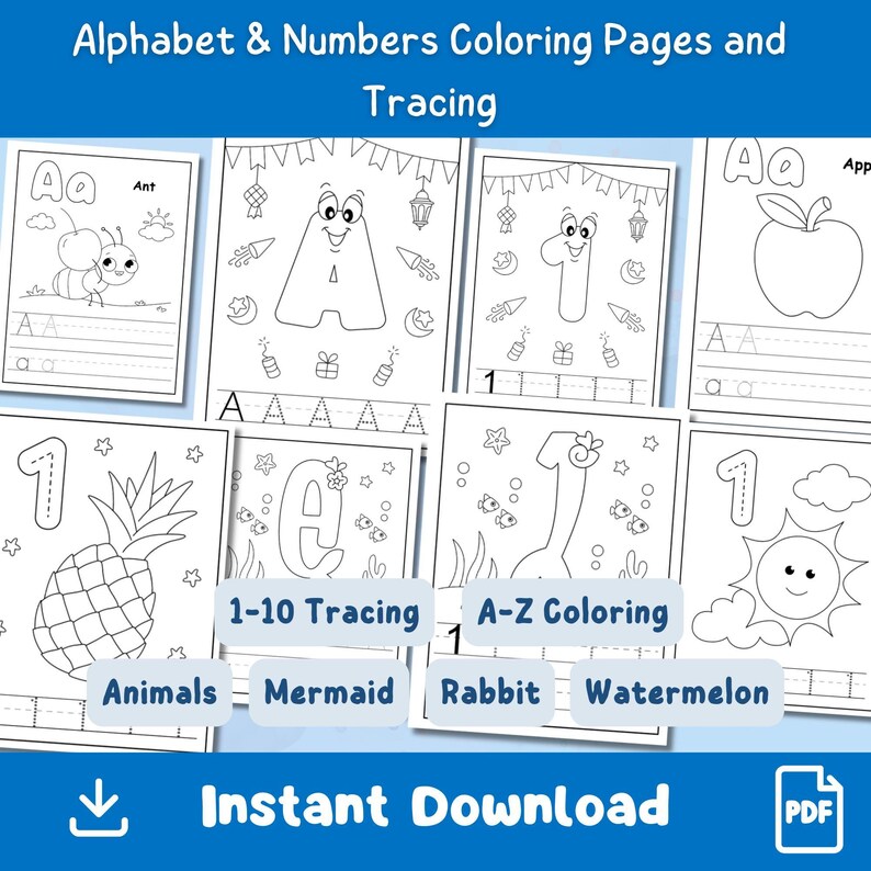 Printable Pre-k Alphabet Numbers Coloring Pages Fun Educational ...