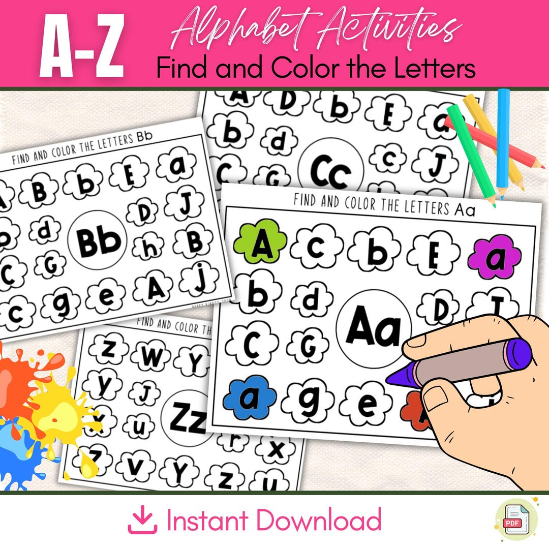 A-Z Alphabet Activities | Find and Color the Letters | Fun Printable ...