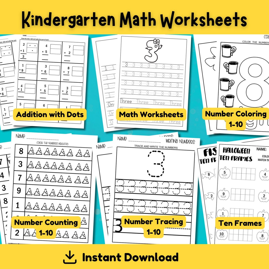 Preschool Learning Worksheets Bundle | Printable Montessori Activities ...
