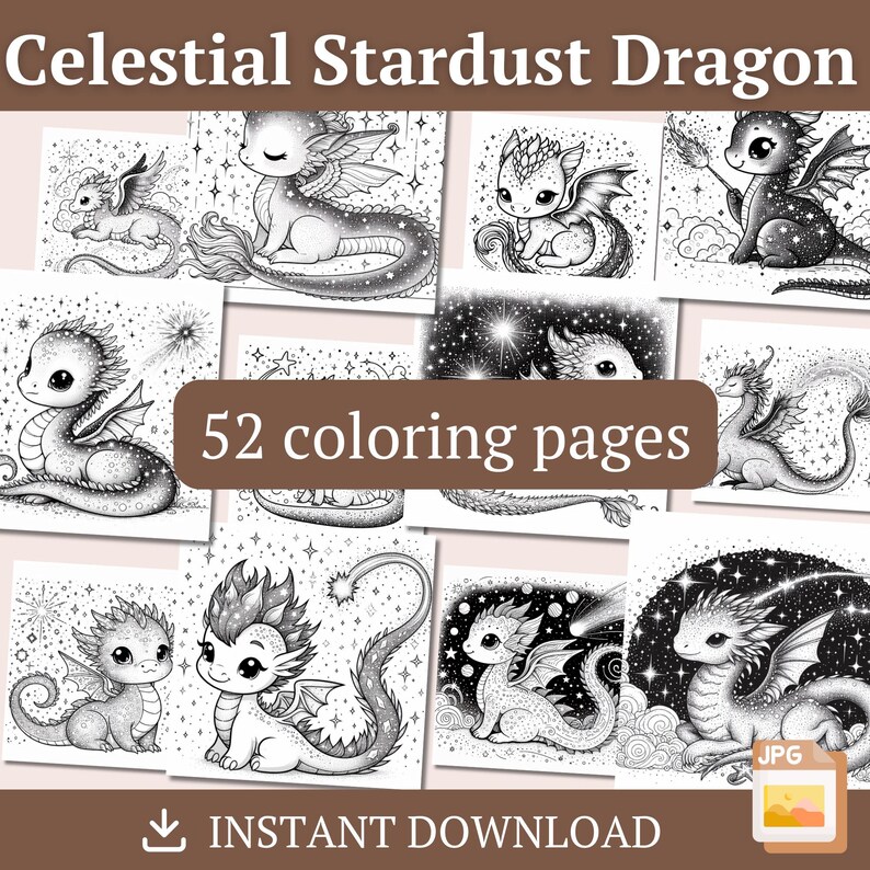 Celestial Dragon Coloring Pages: Mystical Fantasy Art (PDF) - Etsy