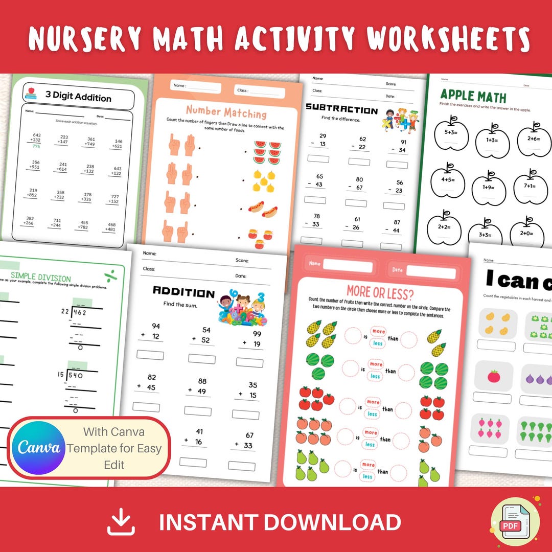 Nursery Math Activity Worksheets | Fun and Engaging Printable Math ...