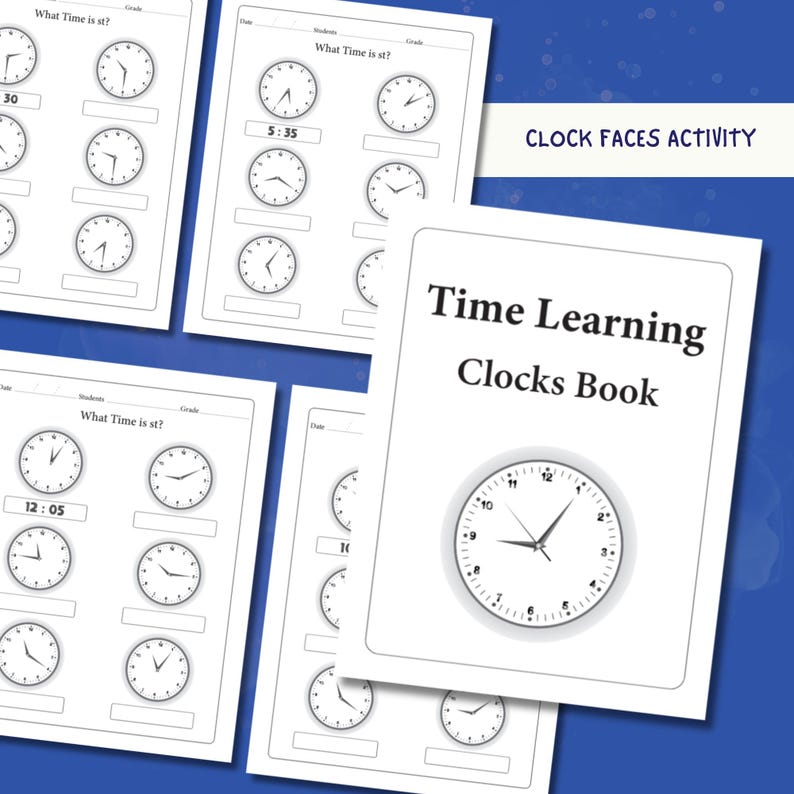 Telling Time Activity Book: Clock Learning Worksheets for Prek ...