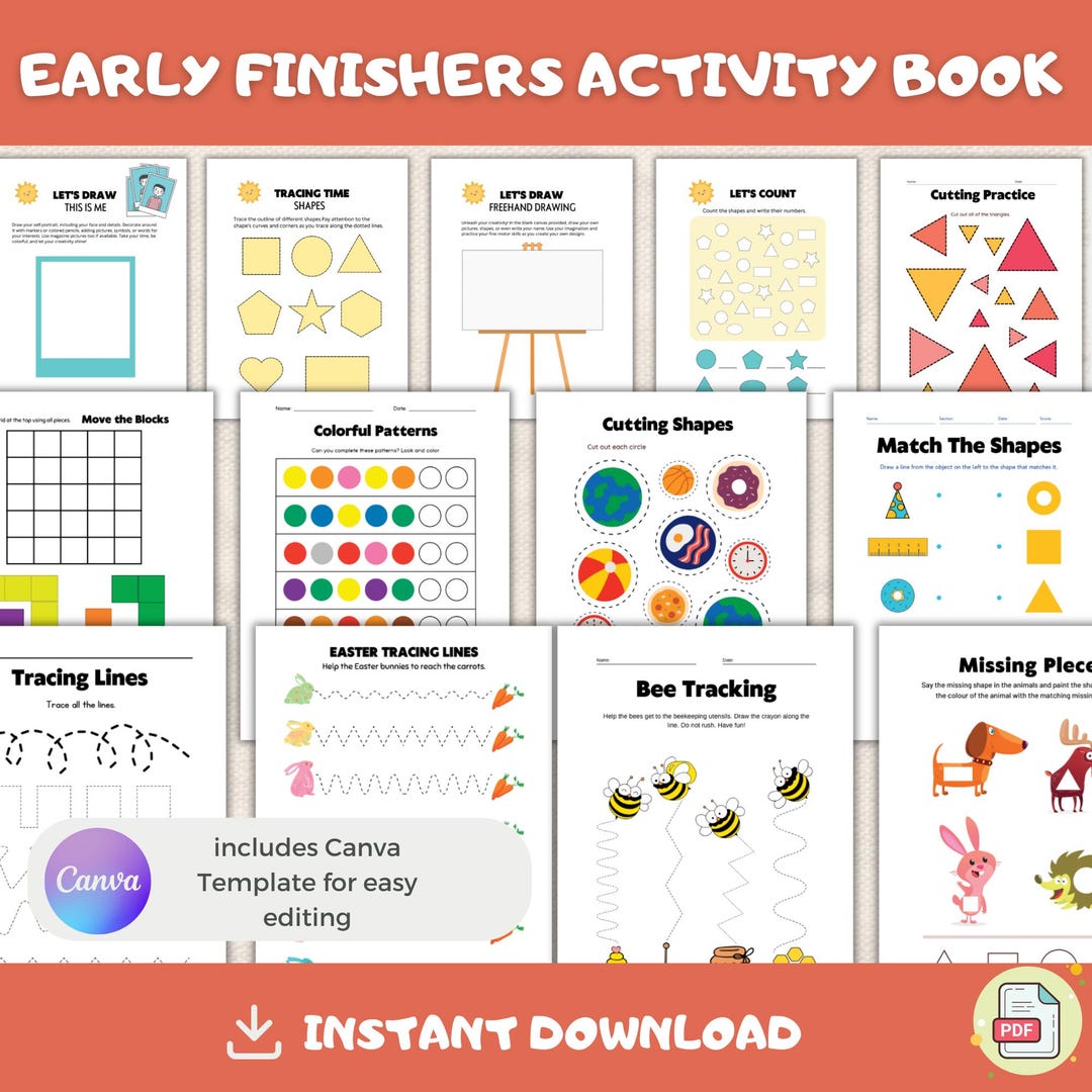 Early Finishers Activity Book for Kids | Fun Printable Worksheets ...