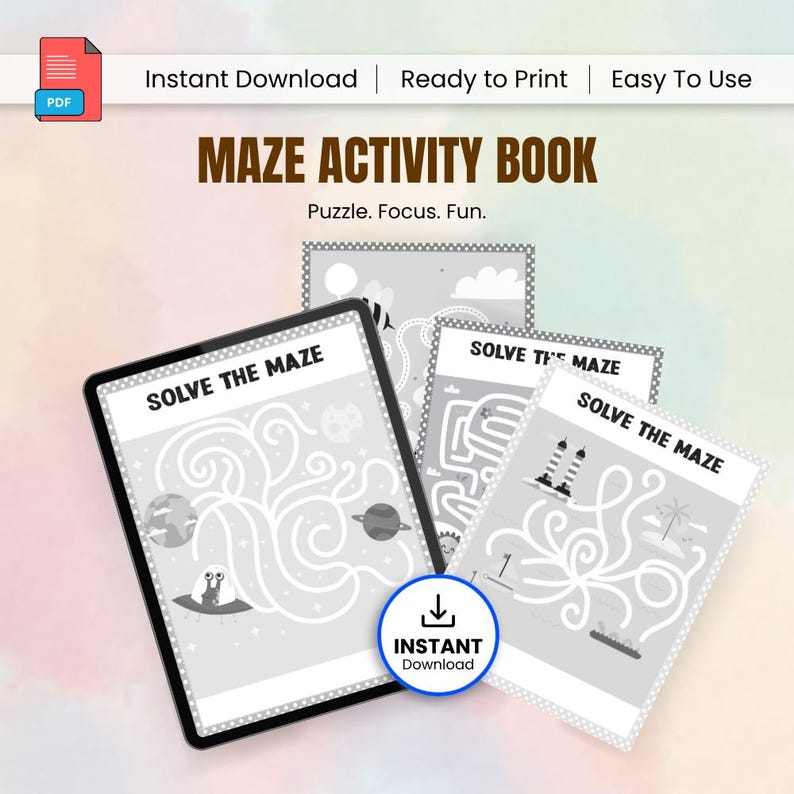 Maze Worksheet for Kids Printable, Kids Maze Activity PDF, Preschool ...