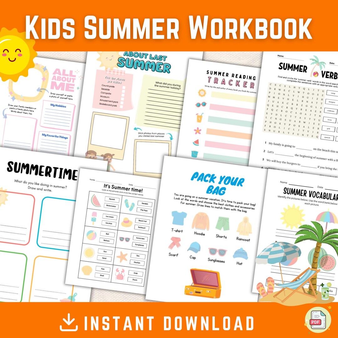 Kids Summer Activity Workbook 52 Pages of Fun Printables Learning Games ...