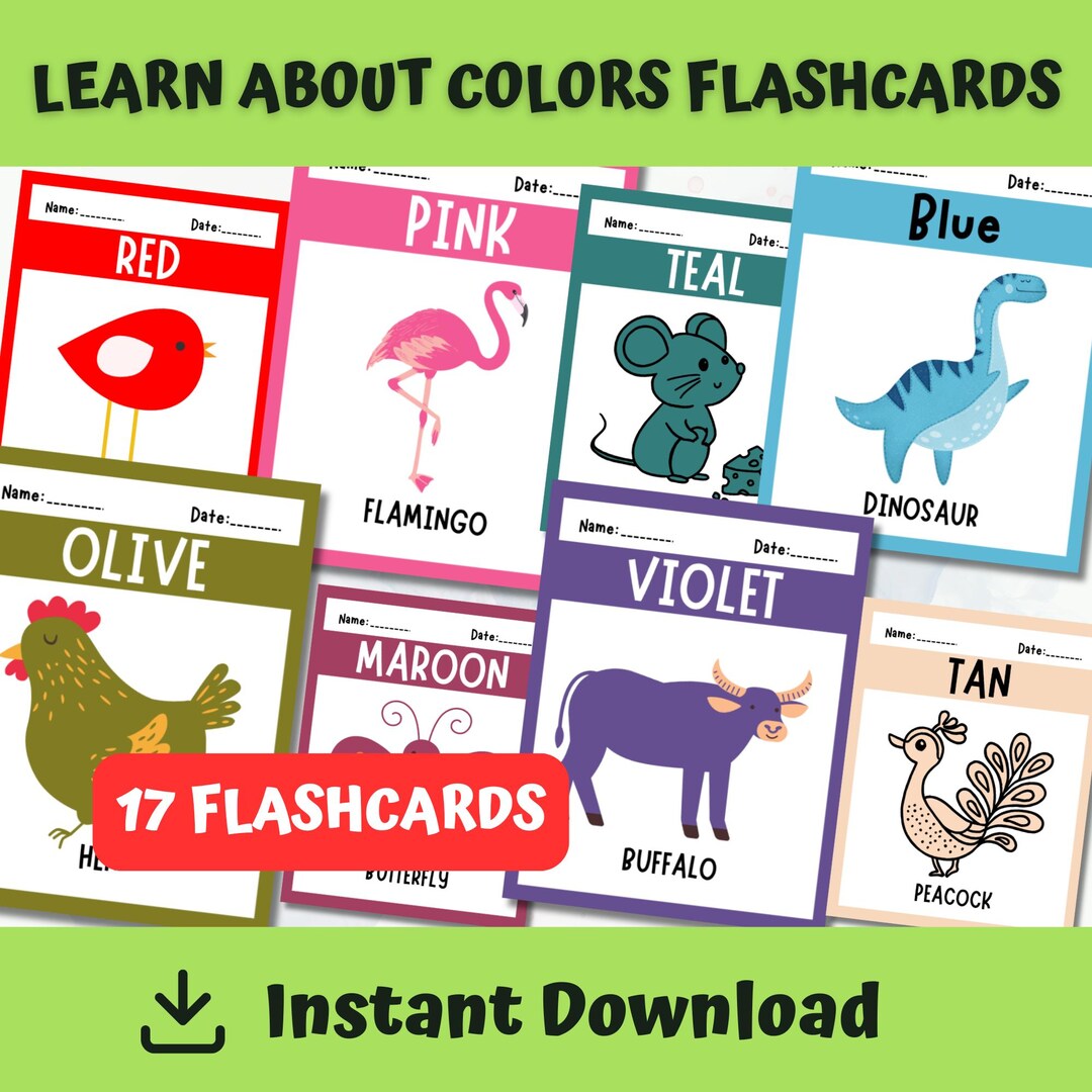 Pre-k Learn About Colors Flashcards | Printable Color Recognition Cards ...