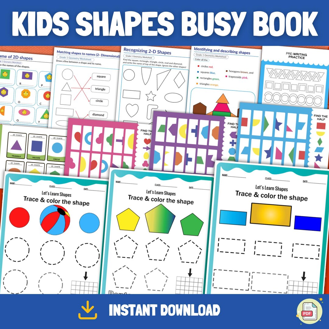 Shapes Busy Book for Kids Interactive Learning Activities Printable ...