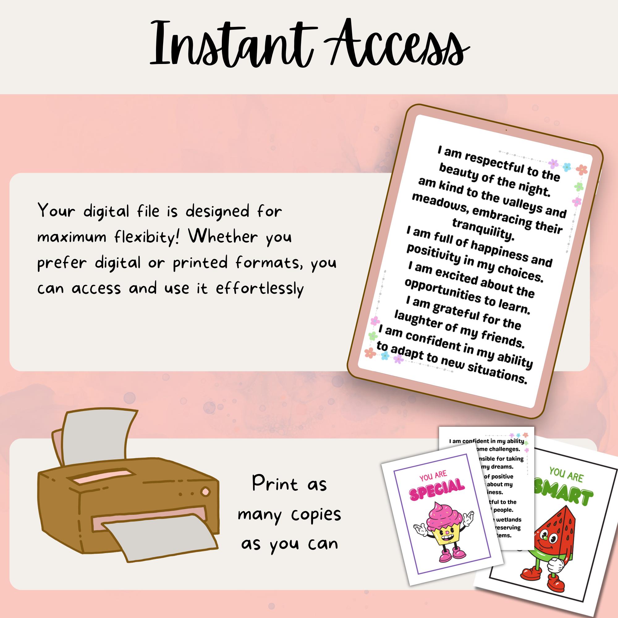 300+ Positive Affirmations for Kids | Printable Mindfulness Cards ...