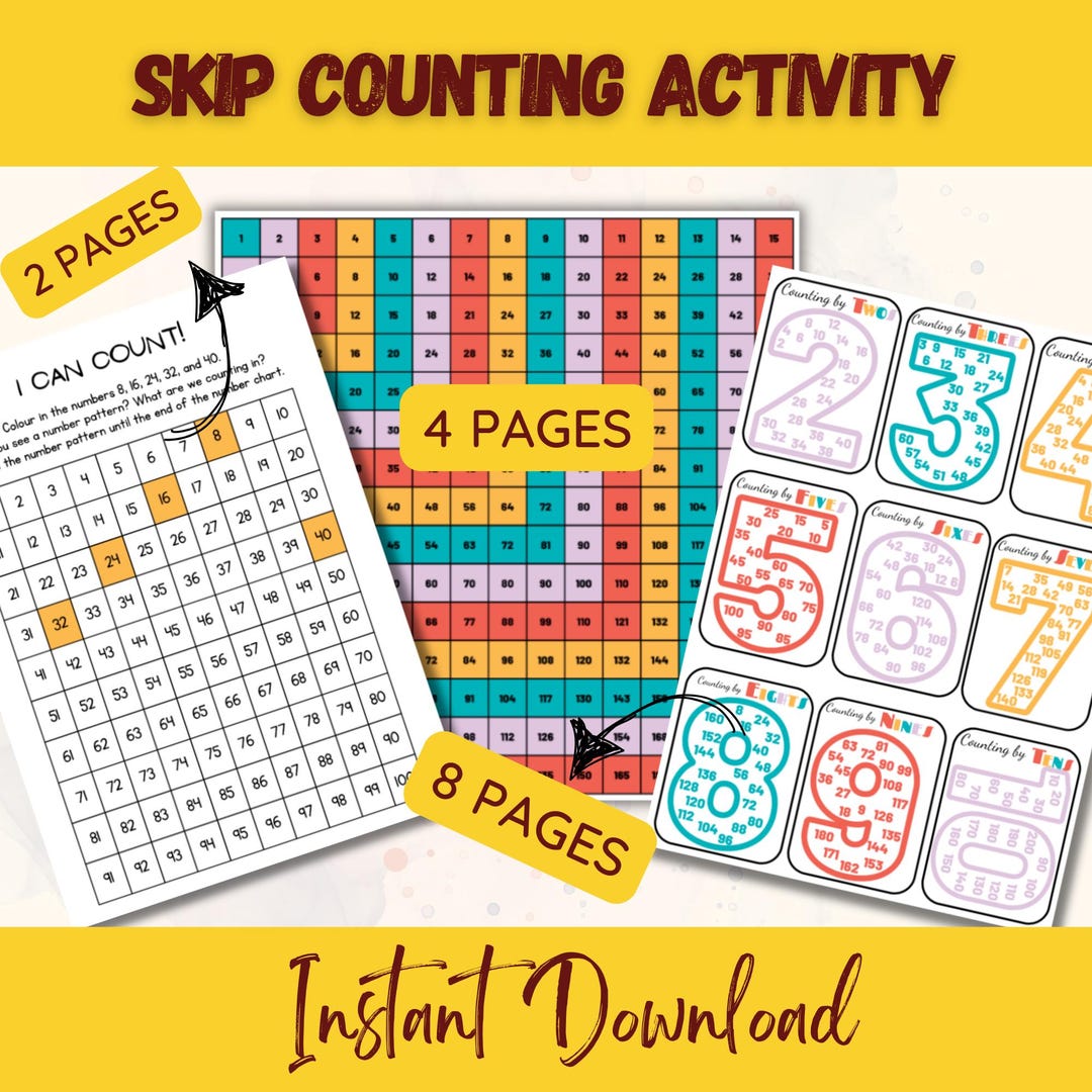 Skip Counting Activity Sheets Fun Printable Math Worksheets for Kids ...