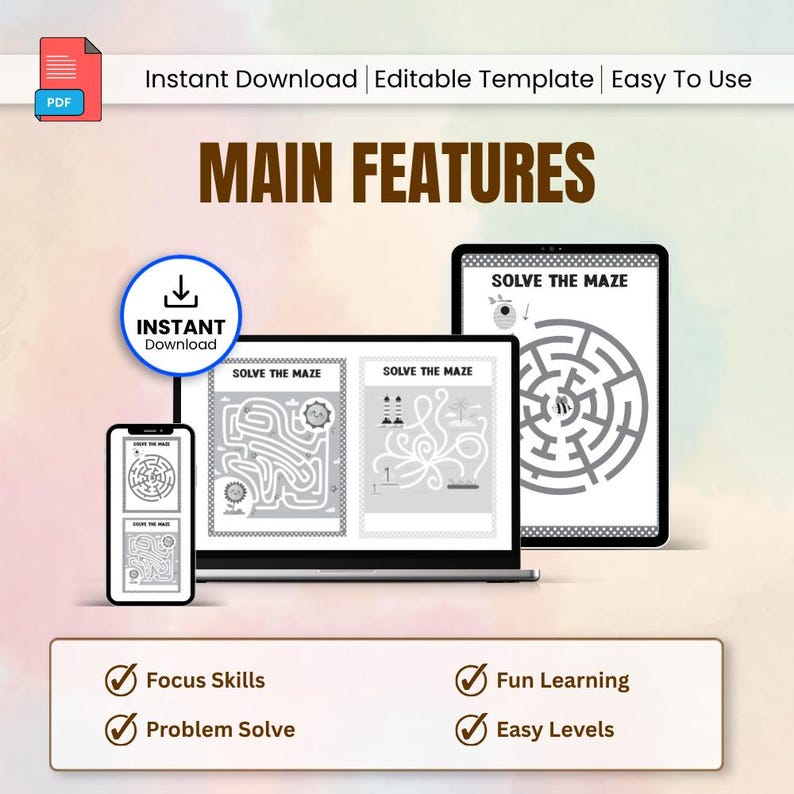 Maze Worksheet for Kids Printable, Kids Maze Activity PDF, Preschool ...