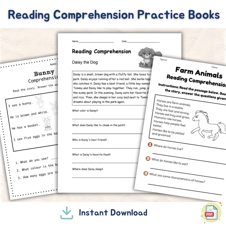 Reading Comprehension Worksheets Fun Stories Engaging Questions for ...