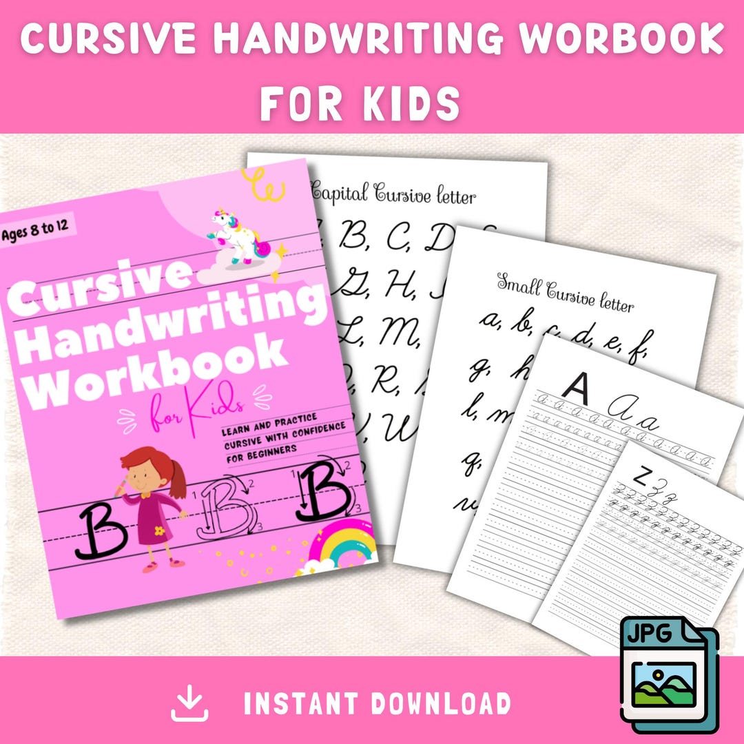 Cursive Handwriting Workbook for Kids A-Z Tracing Writing Practice ...