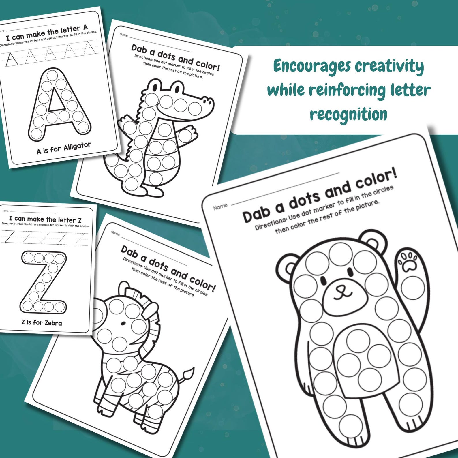 Pre-k A-Z Dot Marker Worksheets: Fine Motor Skills (digital Download ...